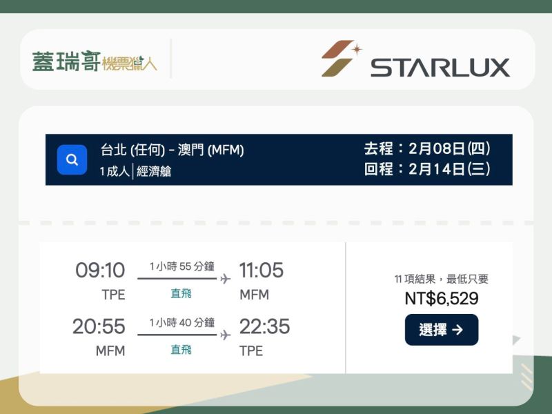 星宇機票旺季大降價！澳門來回6529元：過年、連假通通有 | 生活 | NOWnews今日新聞