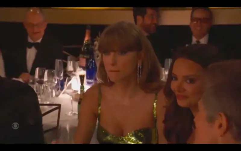 直擊尷尬場面！泰勒絲被開戀情玩笑大臭臉 | beanfun!