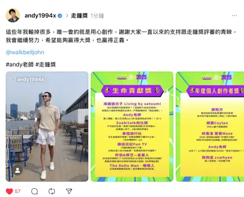 Andy掰了家寧「首度入圍走鐘獎」！淚曝拍片10年心聲：會贏得正義 | 娛樂 | NOWnews今日新聞